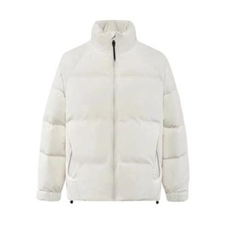 Generic Hommes extérieur Texture Imprimée Down Jacket Loose Manches raglan col montant Manteau chaud, blanc, XL