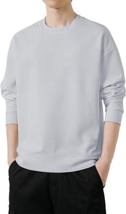 Generic Sweats à capuche pour homme - Automne et hiver - Col rond - Manches longues - Décontracté - Ample - Pull dhiver - Coupe ajustée, gris, XXL