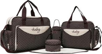 IFUNDOM Sac &agrave; Maman Grand Sac Multifonction &agrave; Pois L&eacute;ger et Capacit&eacute; Bandouli&egrave;re et Main pour Quotidien Travail et Voyage Caf&eacute;