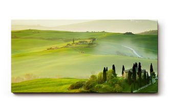Paul Sinus Art Sinus Art Wandbild 120x60cm Traumhafte Aussicht &uuml;ber die gr&uuml;nen H&uuml;gel der Toskana im fr&uuml;hen Sonnenlicht
