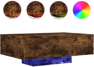 Les Tendances Table basse avec lumières LED chêne fumé 85x55x31
