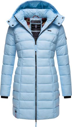 Marikoo Damen Langer Wintermantel Warmer Steppmantel mit Abnehmbarer Kapuze Abendsternchen Baby Blue Gr. XXL