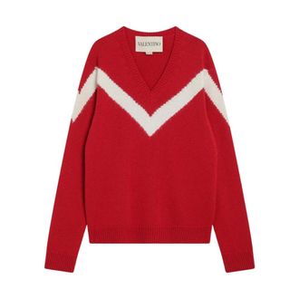 Valentino Garavani V-Ausschnitt Pullover - - Knitwear - Herren - Rot - L