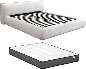 Vente-Unique Lit 2 Personnes Avec sommier - 180 x 200 cm - Beige - MIRSIO