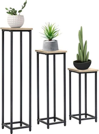 OUTSUNNY 3er-Set Pflanzenständer, 50/70/90cm hoch Stapelbar Blumenständer für Innen Außen, Blumenhocker aus Stahl, Blumentopfständer für Wohnzimmer, Garten