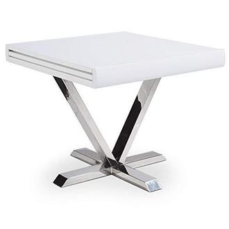 Menzzo AT10016 Contemporain Vicky Table Bois Blanc 90 x 90/180 x 75 cm