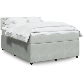 vidaXL Boxspringbett mit Matratze Hellgrau 140x200 cm Samt vidaXL