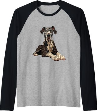 Whyitsme Design Schwarz-weiße Dogge Raglan