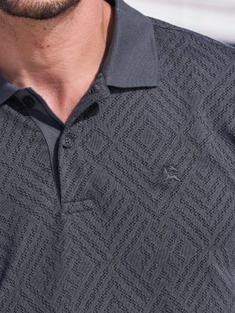 Lerros Poloshirt Poloshirt mit rautenf&ouml;rmigem Jaquard-Muster in 2-Tone-Optik