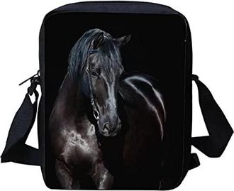 Hugs Idea Petit sac à bandoulière avec visage danimaux, Cheval noir., Small