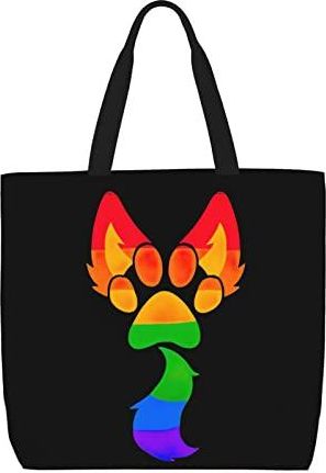 Generic Sac De Courses Fiert&eacute; Gay Furry Sac Fourre Tout Femme R&eacute;utilisable Lavables Sacs En Toile, Pour Femmes, &Eacute;cole, Tous Les Jours, Voyage