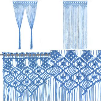vidaXL Makramee Vorhang Blau 140x240 cm Baumwolle - Makrameevorhang - Fensterdeko - Wohnaccessoires - Blauer Vorhang - Baumwollvorhang - Home & Living