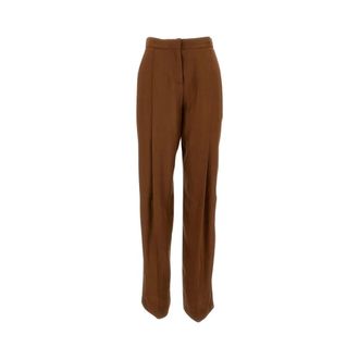 Elisabetta Franchi Femme, Pantalons, Brun, Taille: 40 FR Pantaloni in misto lino