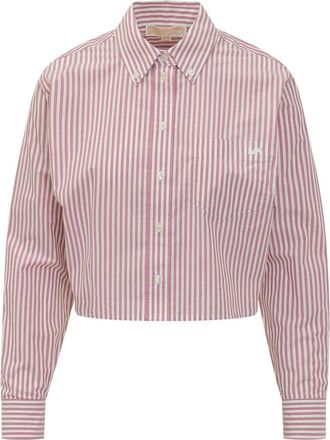 Michael Kors Femme, Blouses et Chemises, Multicolore, Taille: 38 FR Chemise Oxford Courte Ray&eacute;e en Popeline de Coton