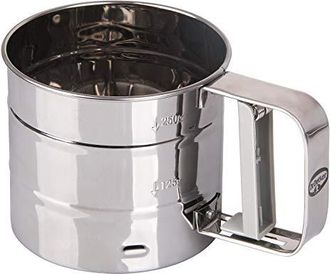 Dr. Oetker Einhand-Mehlsieb Edelstahl, Handsieb, inklusive Aufbewahrungsbox, Profi-Küchensieb, Menge: 1 Stück