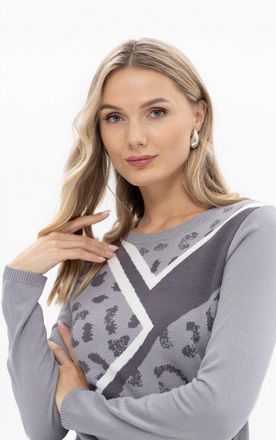 Passioni Strickpullover mit Streifen- und Leoprint