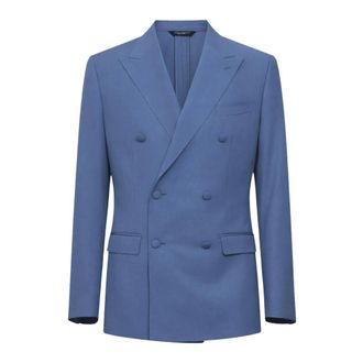 Dolce & Gabbana Homme, Vestes, Bleu, Taille: L Veste crois&eacute;e en popeline de laine