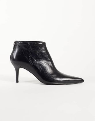 Asos River bottines en cuir premium &agrave; bout pointu et talon, noires