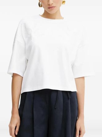 BOSS t-shirt ample à broderies - Blanc