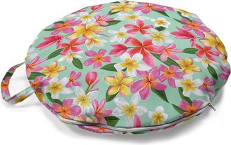 Abakuhaus Plumeria Rundes Bodenkissen mit Griff, Exotische Blumen-Aquarell, dekoratives Kissen f&uuml;r Wohnzimmer & Schlafs&auml;le, 45 cm, Mehrfarbig