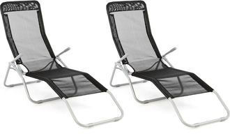 Nexos Trading Gartenliege 2er Set B&auml;derliege 160x48,5x100 cm Textilene 5kg Armlehne Stahlrahmen Relaxliege klappbar Kippliege bis 100 kg belastbar wetterfes