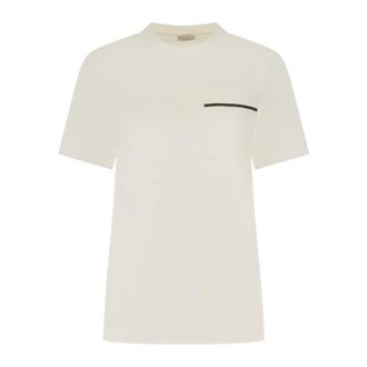 Brunello Cucinelli T-shirt &agrave; col rond en jersey de coton - Femme - Tops - Blanc - Taille: 38 FR