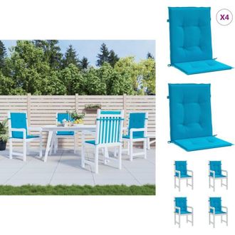 vidaXL Gartenstuhlauflagen f&uuml;r Niedriglehner 4 Stk. Blau 100x50x3 cm - Sitzauflage - Gartenstuhlkissen - Outdoorkissen - Niedriglehner Auflagen