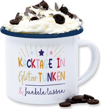 Shirtracer Emaille Tasse Blechtasse - Statement - Kacktage in Glitzer tunken und funkeln lassen | Geschenk für Kollegen | Geschenkidee Kolleginnen | Glitzer Spru