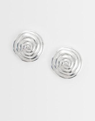 Orelia Versilberte Statement-Ohrstecker mit spiralf&ouml;rmigem Design