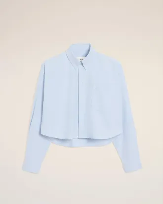 Ami Gekürztes Ami De Coeur Oversize-Hemd aus blauer Baumwolle Blau - 34 - für Damen