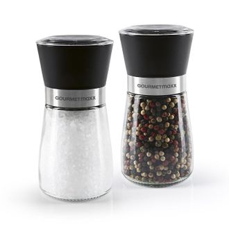 Gourmetmaxx Salz- & Pfefferm&uuml;hlen 2er-Set | Gew&uuml;rzm&uuml;hlen mit stufenlos einstellbarem Keramikmahlwerk | Leichtes mahlen von Gew&uuml;rzen & Kr&auml;utern | Je 180ml F&uuml;llvolu