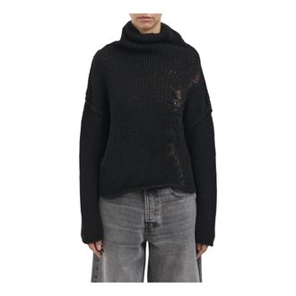 Isabel Benenato Isabel Benenato - Maglia Collo Alto Misto Cashmere - Femme - Pulls - Noir - Taille: 38 FR