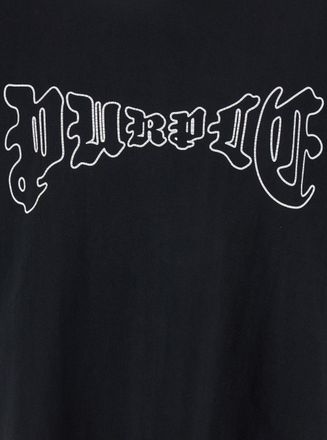 Purple Logo-Print Crewneck T-Shirt - Black