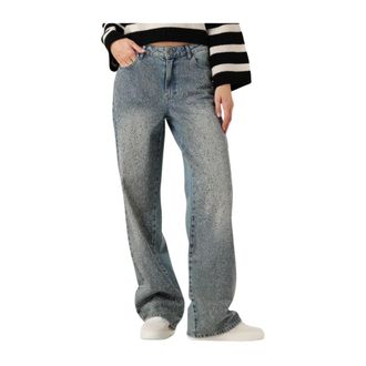 Gestuz Blaue Straight Leg Jeans mit Strasssteinen - - Jeans - Damen - Blau - W27