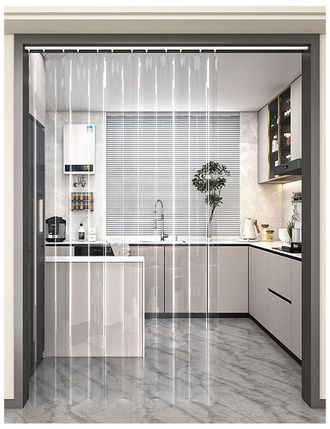 Generic K&auml;lteschutz Thermovorhang Hitzeschutz Balkont&uuml;r, Thermo Vorhang Gegen Hitze Transparent mit Selbstklebenden Schienen, Thermovorhang K&auml;lteschutz T&uuml;r Vo