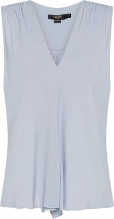 Seventy Femme, Blouses et Chemises, Bleu, Taille: 44 FR Chemisier sans manches en jersey et cr&ecirc;pe