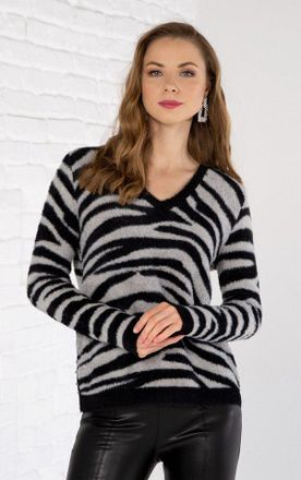 Passioni Strickpullover im Zebramuster