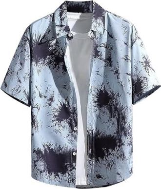 Generic Chemise pour Homme - Manches Courtes Motif Floral Col Montant D&eacute;contract&eacute;e L&eacute;g&egrave;re Grande Taille Loisirs hawa&iuml;enne Vacances de Plage sans Plis