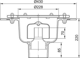 Aco Bodenablauf Wal-Selecta DN100 90 Grad/2,0l/s/Pressfl./ohne WS/epoxiert, 5187.70.00