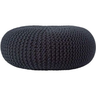 Homescapes Großer Strickpouf 100% Baumwolle, schwarz