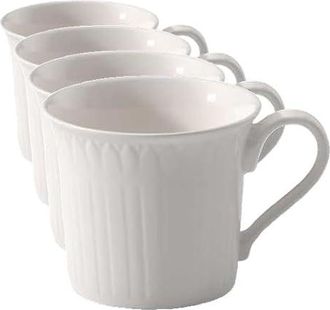 Villeroy & Boch Cellini Tasse, 200 ml, Premium Porzellan, Wei&szlig; (Packung mit 4)