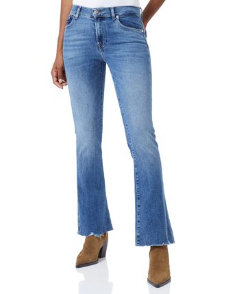 7 For All Mankind Womens Bootcut TAILORLESS Luxe Vintage with Worn Out Hem Pants, Light Blue, 31