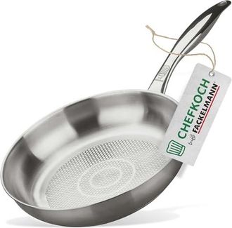 Fackelmann Chefkoch poêle à frire Ø24 cm avec fond alvéolé - Poêle en acier inoxydable de haute qualité - Convient pour tous les types de feux (y compris linduct