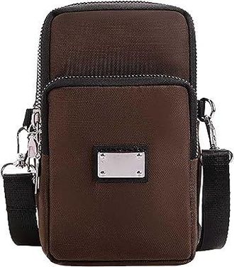 Generic Sac &agrave; bandouli&egrave;re polyvalent de couleur unie pour t&eacute;l&eacute;phone portable, petit sac &agrave; bandouli&egrave;re, sac &agrave; langer vertical et sacs &agrave; bandouli&egrave;re, caf&eacute;, tail