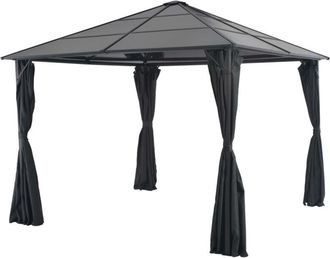 vidaXL Vidaxl - Tonnelle avec rideau Aluminium 3x3 m Noir