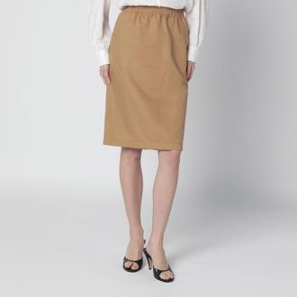 Chlo&eacute; Beige midi pencil skirt