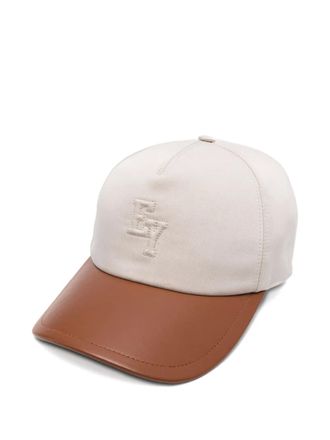 Eleventy casquette à visière en cuir - Tons neutres