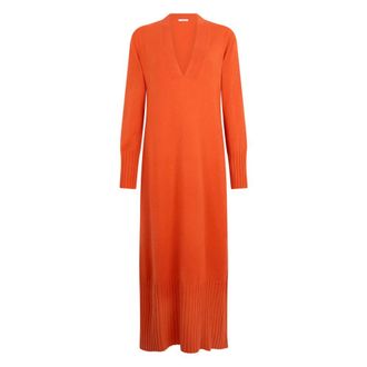 Malo Strick-Maxikleid mit V-Ausschnitt - - Dresses - Damen - Orange - XS
