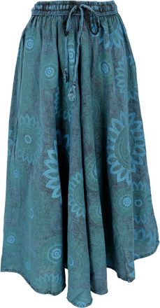 Guru Shop Langer Boho Rock, Stonewash Maxirock - Petrol, Damen, Baumwolle