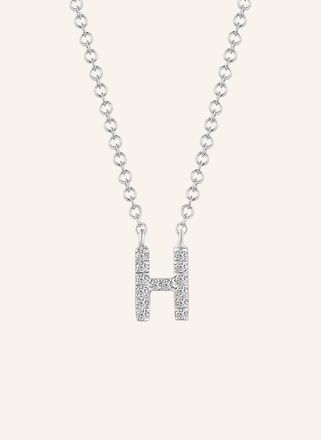 Leaf Initialien Halskette H Aus 14 Karat Wei&szlig;gold Mit Diamanten silber